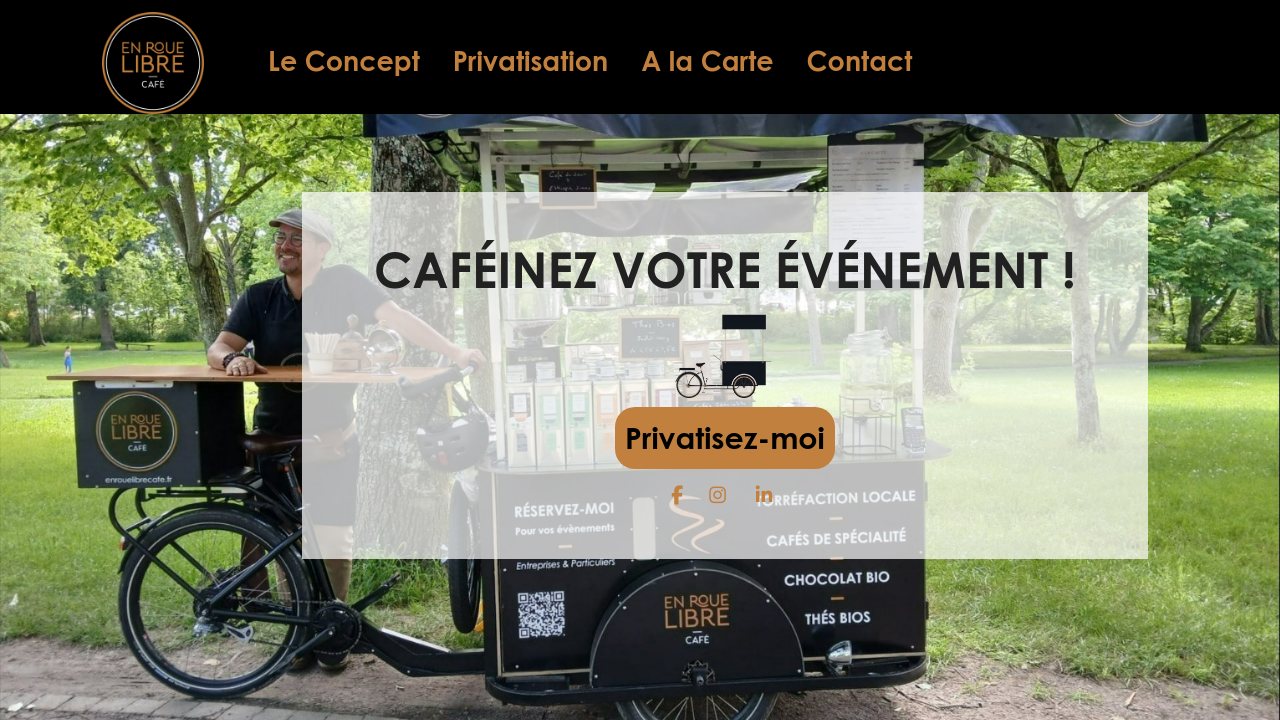 En Roue Libre Café Coffee Bike Nomade et évènementiel sur La Rochelle.